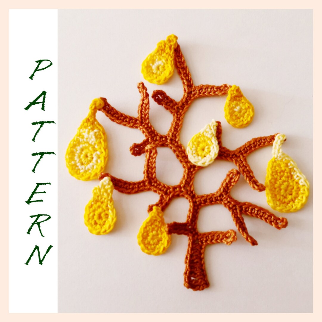 Crochet Pear Tree Applique Pattern, Crochet Fruit PDF, Crochet Fall ...
