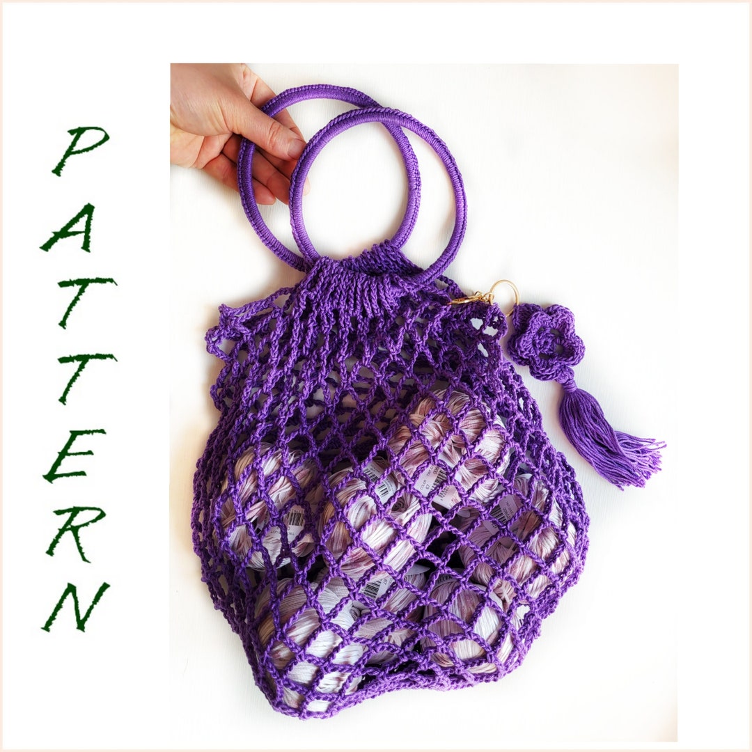 Shopping Bag Easy Crochet Pattern, Netting Bag for Grocery Crochet Step ...