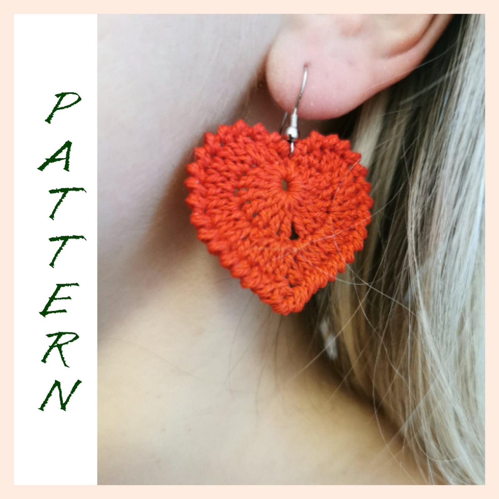 Heart Earrings Video Crochet Pattern, Easy Crochet Pattern, Crochet ...