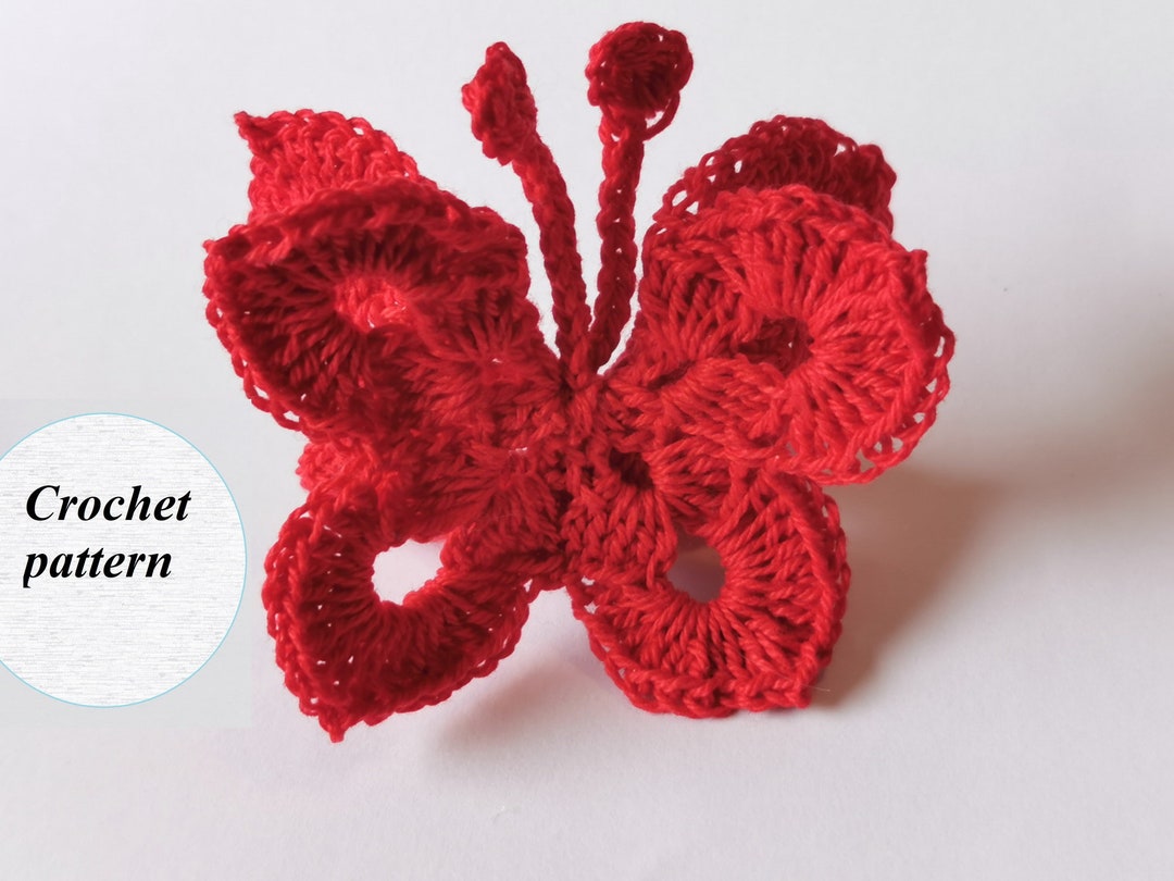 3D Crochet Butterfly Applique Pattern (PDF) - Etsy