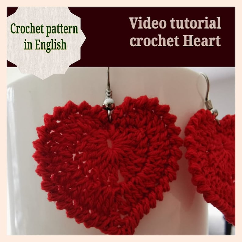 Heart Earrings Video Crochet Pattern Easy Crochet Pattern | Etsy