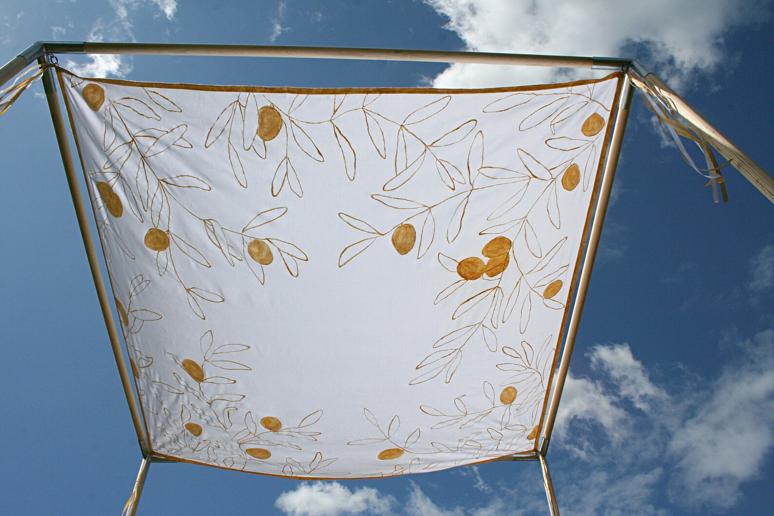 Chuppah Cover Wedding Canopy / Photo Backdrop, Golden Olive Tree ...