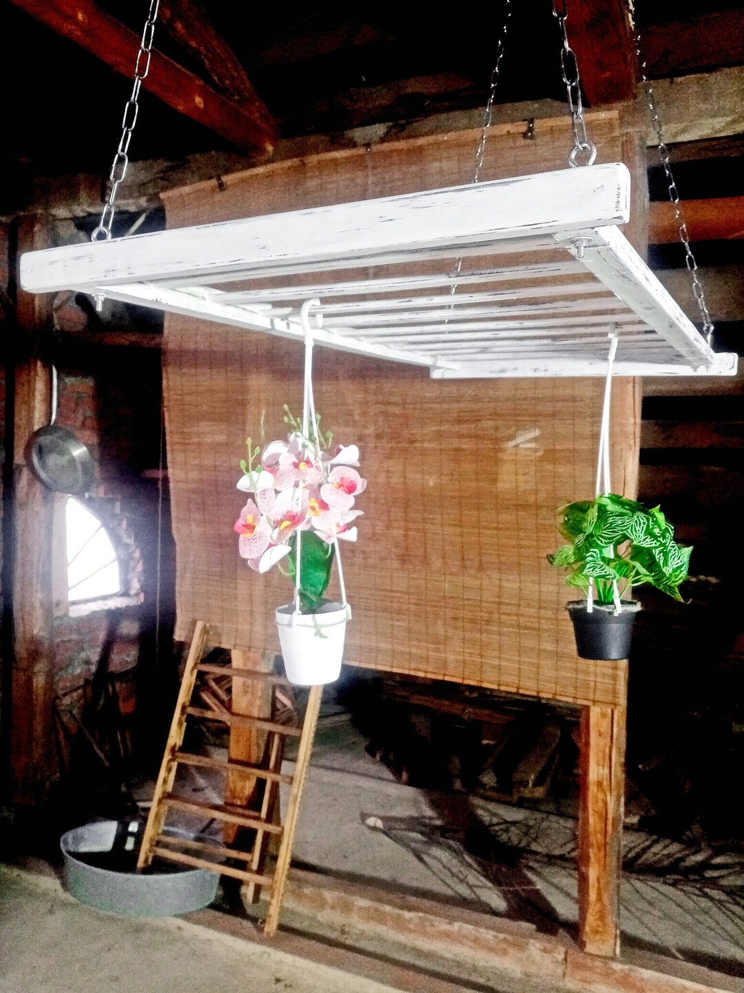 Garden Ladder, Ladder Pot Rack, Pot Rack Ceiling, Pot and Pan Hanger ...