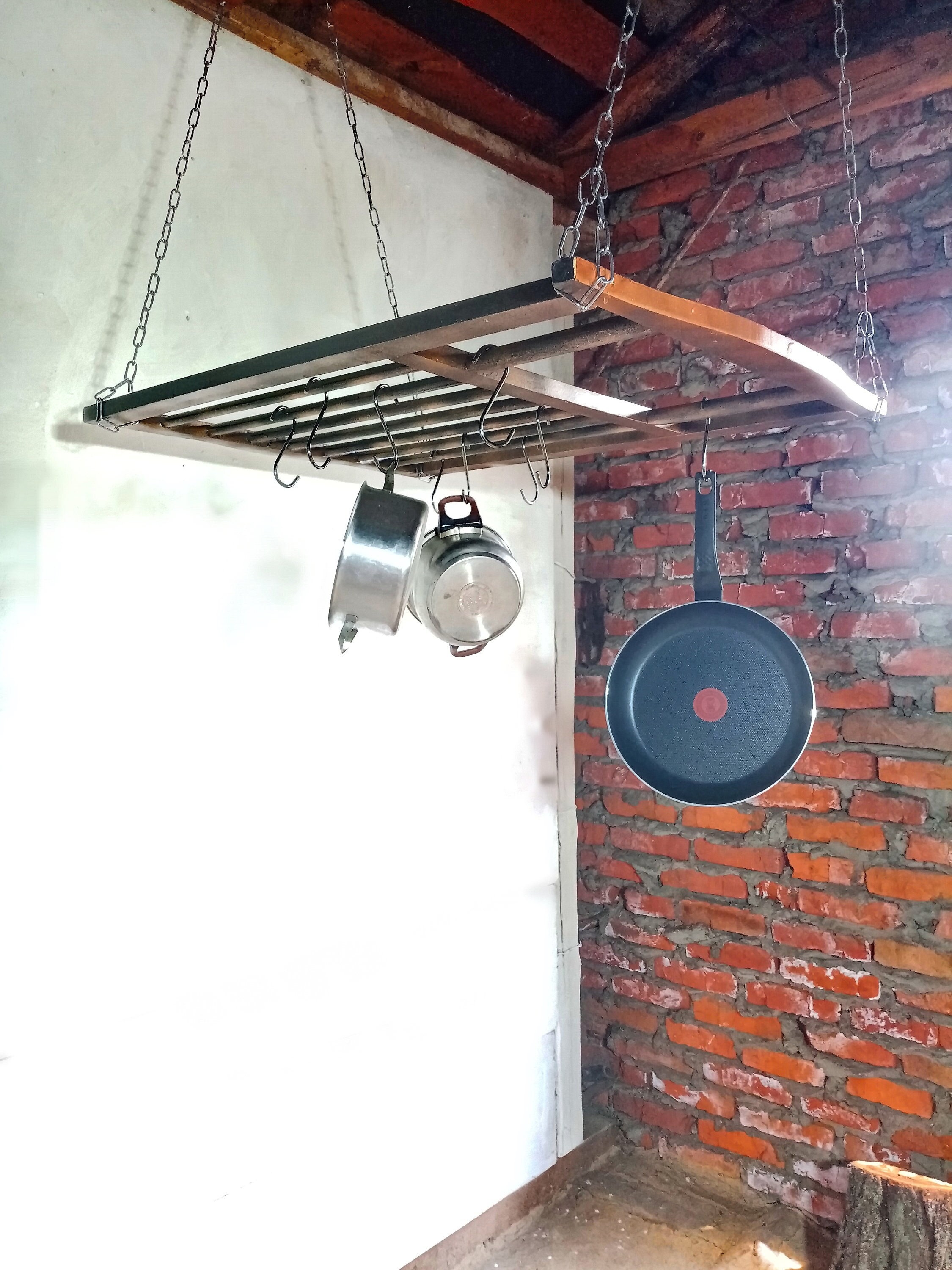 Garden Ladder, Ladder Pot Rack, Pot Rack Ceiling, Pot and Pan Hanger ...