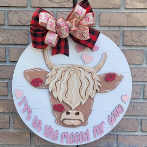Valentine's Day Door Hanger, Highland Cattle, Farmhouse Decor, SVG ...