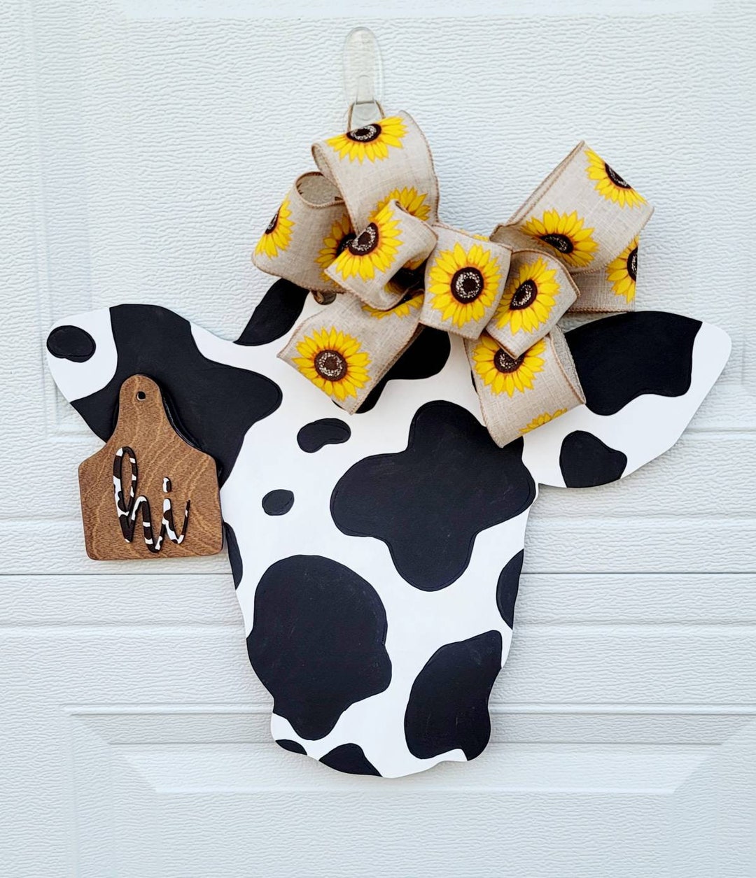 Cow Print Door Hanger, Front Door Decor, Farmhouse, Front Porch, Cow ...