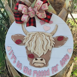 Valentine's Day Door Hanger, Highland Cattle, Farmhouse Decor, SVG ...