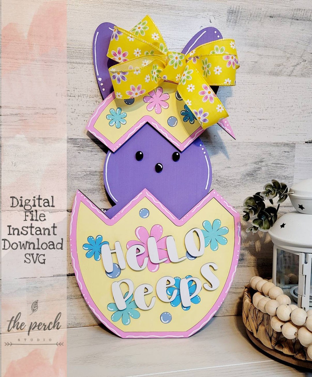 Easter Peep Door Hanger, SVG, Easter Bunny Door Hanger, Happy Easter ...