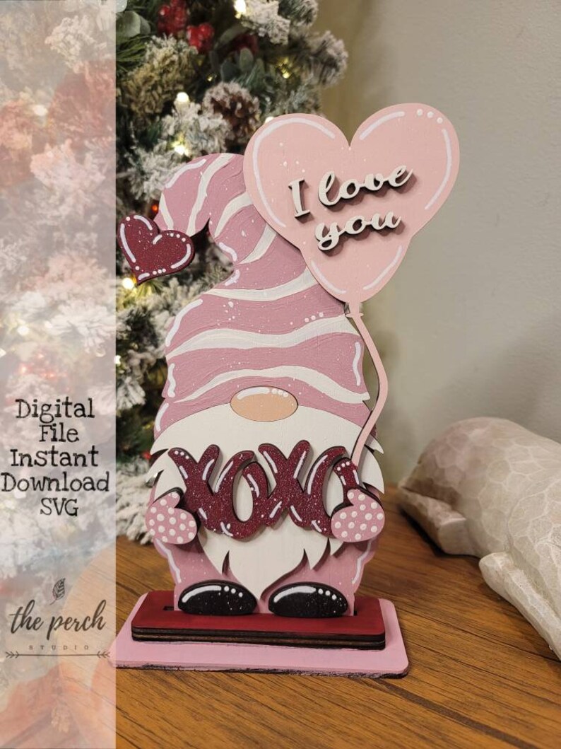 Valentine's Day Gnome Shelf Sitter, Tiered Tray Gnome, Svg, Love ...