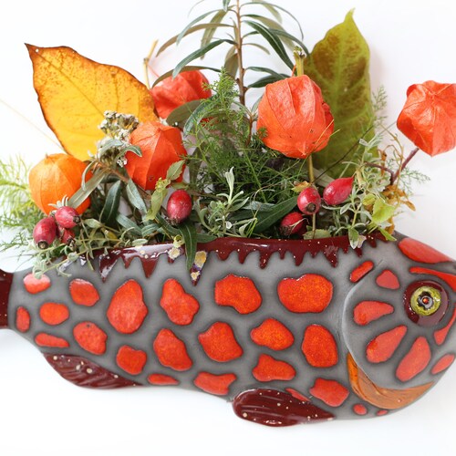 Ceramic Wall Vase for Flower Fish Wall Decor Handmade Wall | Etsy