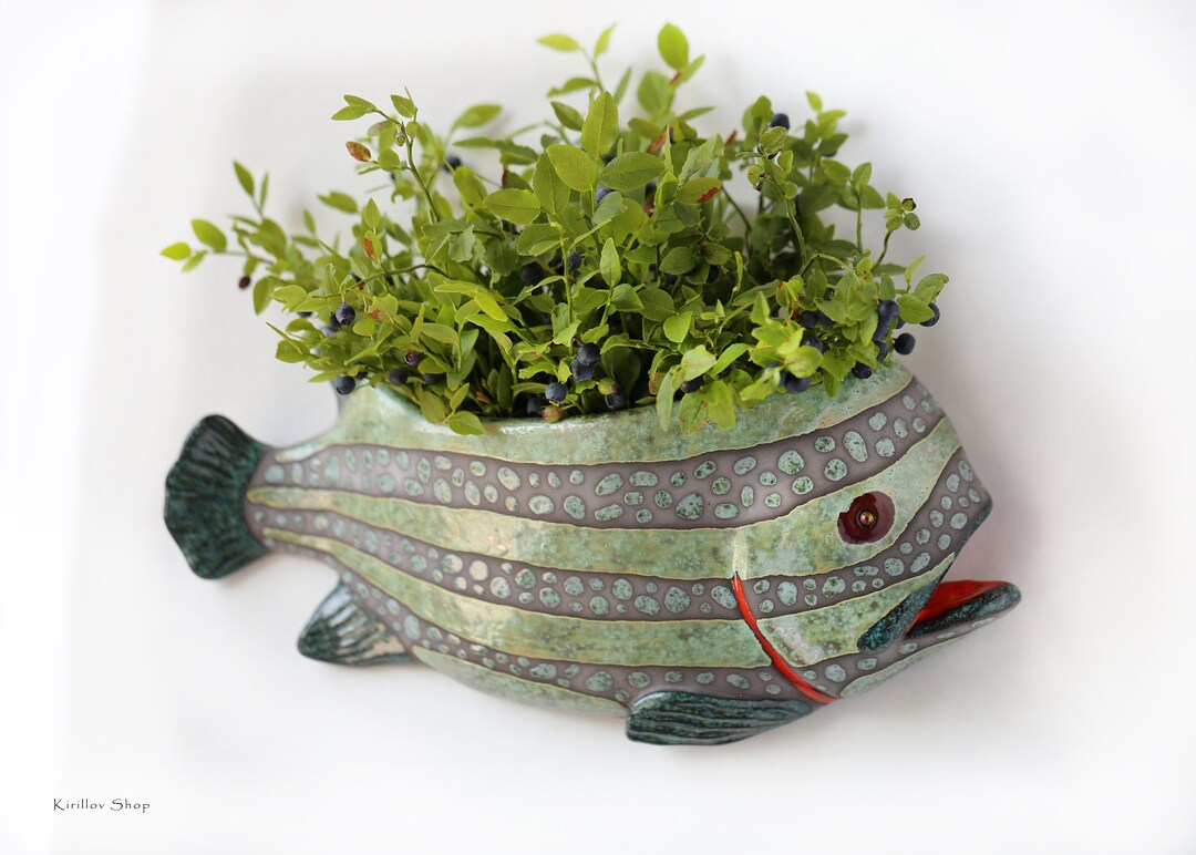 Handmade Ceramic Fish Wall Vase: Nautical Home Decor - MADE TO ORDER ...