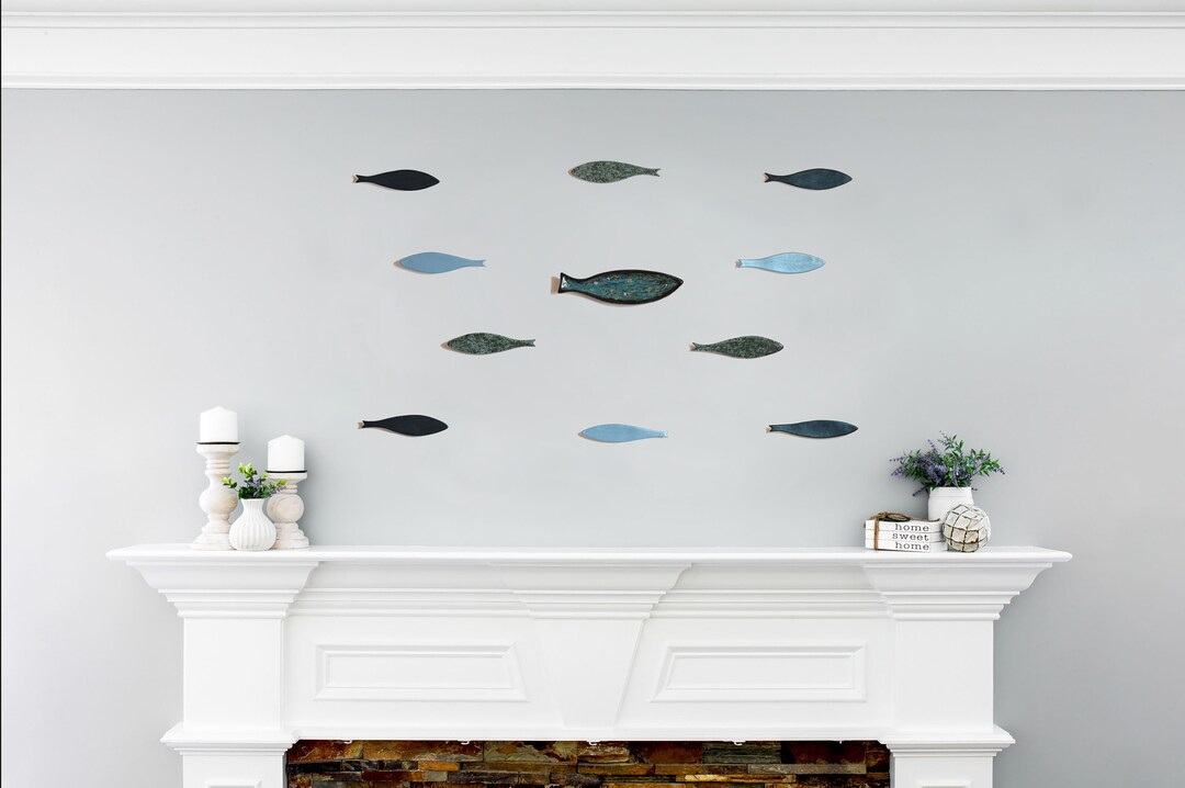 Ceramic Fish Wall Art Sculpture, Set of 11, Decorative Fish Art, Wall ...