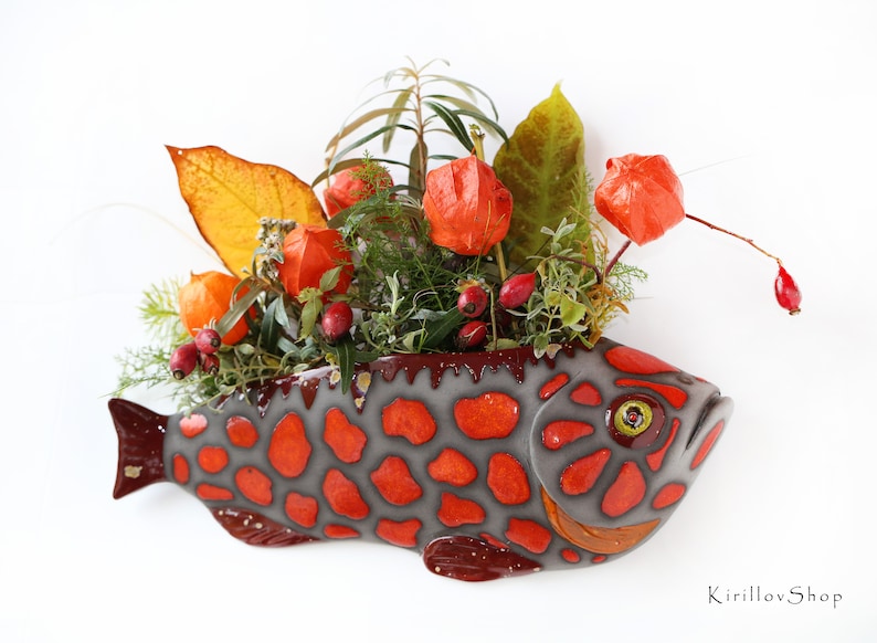 Ceramic Wall Vase for Flower Fish Wall Decor Handmade Wall - Etsy
