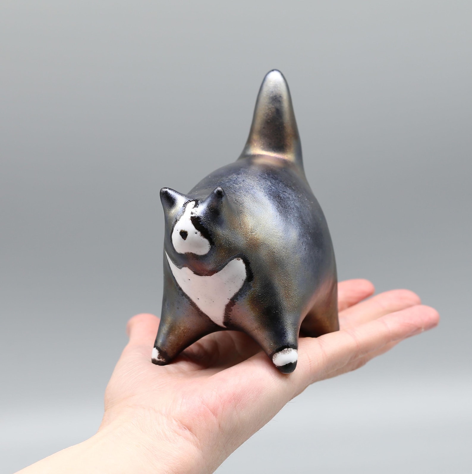Handmade Black Clay Cat Sculpture: Modern Ceramic Figurine - MADE TO ...
