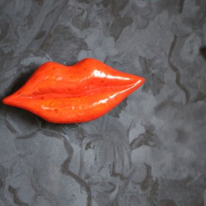 3D Wall Art LIPS Porcelain Ceramic Lips Wall Sculpture Set of 3 Red ...