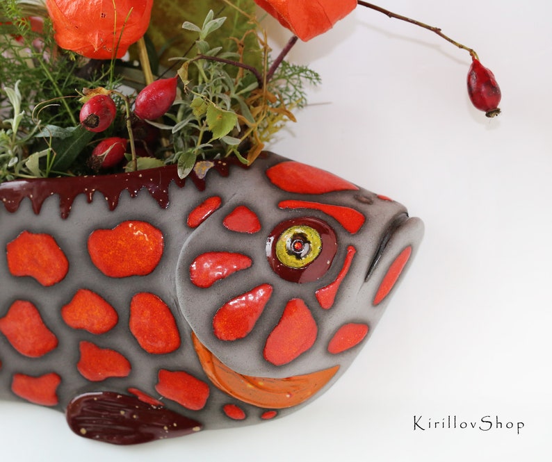 Ceramic Wall Vase for Flower Fish Wall Decor Handmade Wall | Etsy
