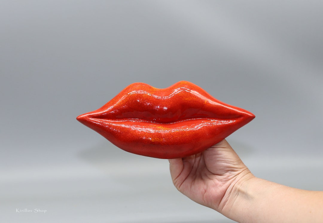 Porcelain Lips Wall Sculpture Red Lips 3D Art MADE TO ORDER - Etsy