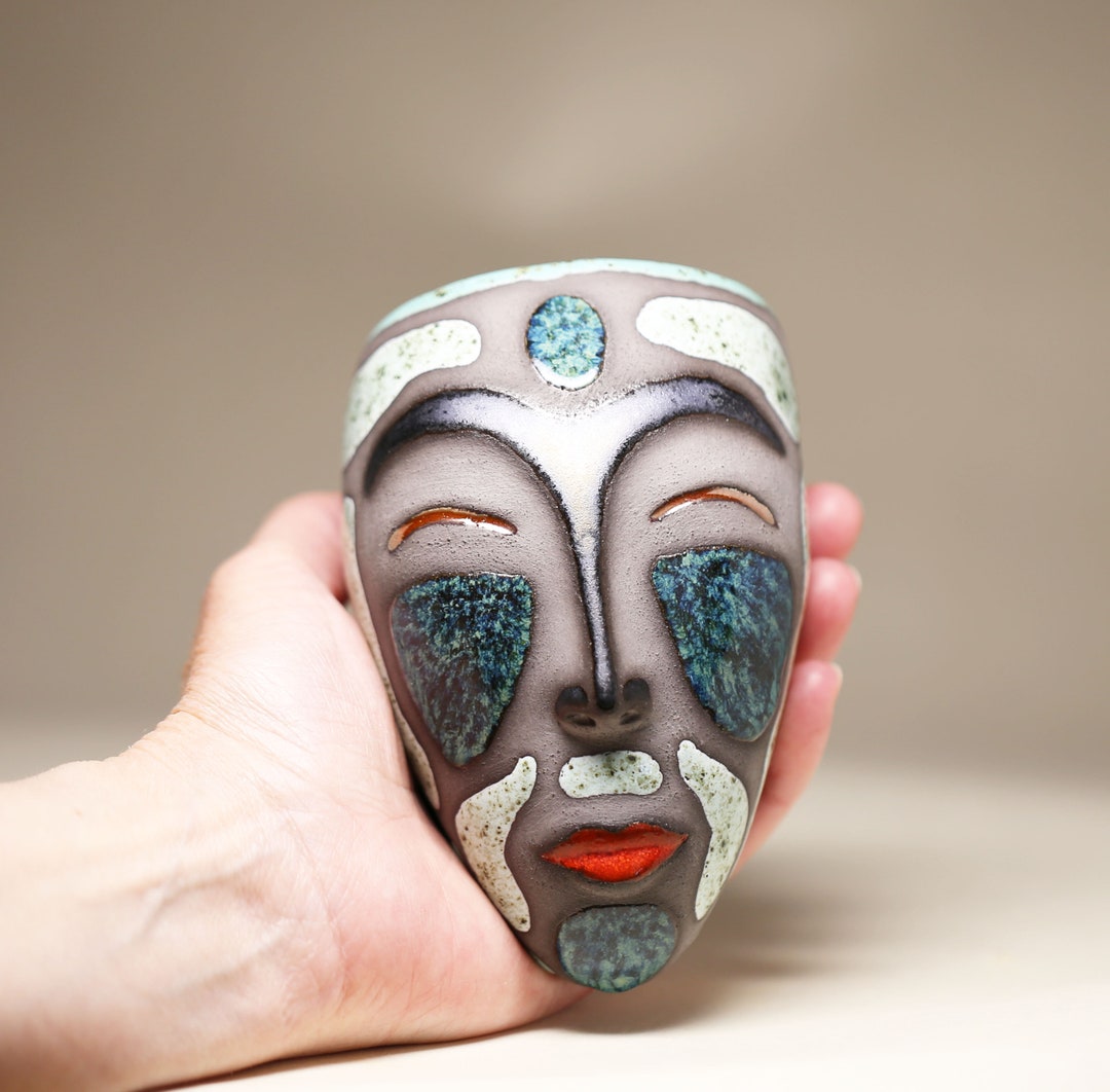 Handmade Ceramic Face Vase: Wall Art Planter, Home Decor - Etsy