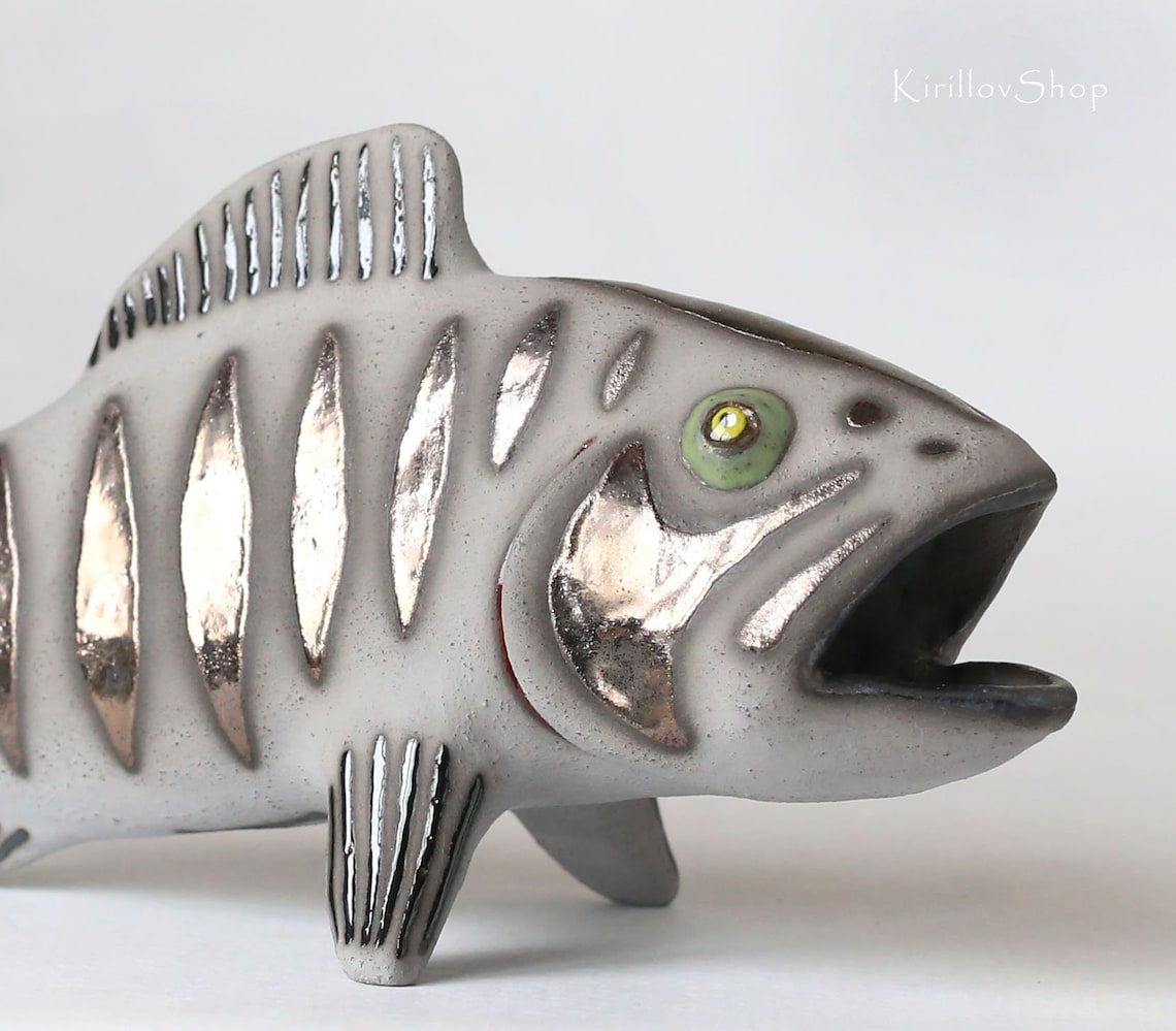 Fish Art Sculpture Ceramic Modern Figurine Table Sculpture - Etsy