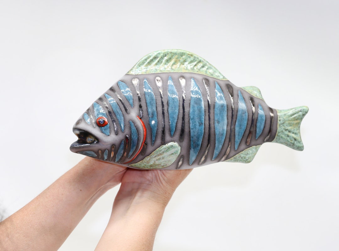 Blue Ceramic Fish Sculpture Wall Decor Art MADE TO ORDER - Etsy
