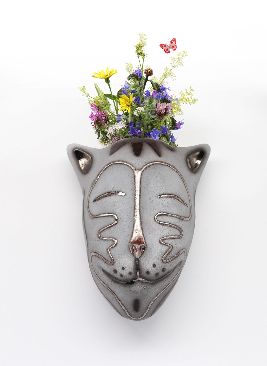 Ceramic Cat Wall Vase: Handmade Feline Sculpture, Cat Lover Gift - MADE ...