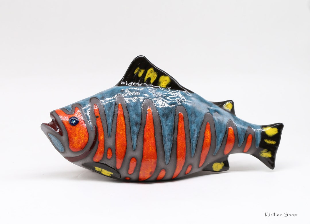 Décoration murale poisson en céramique, Fait main, Cadeau pêcheur ...