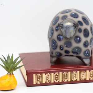 Sheep Sculpture Handmade Art Ceramic Blue Ram Modern Figurine Lamb ...