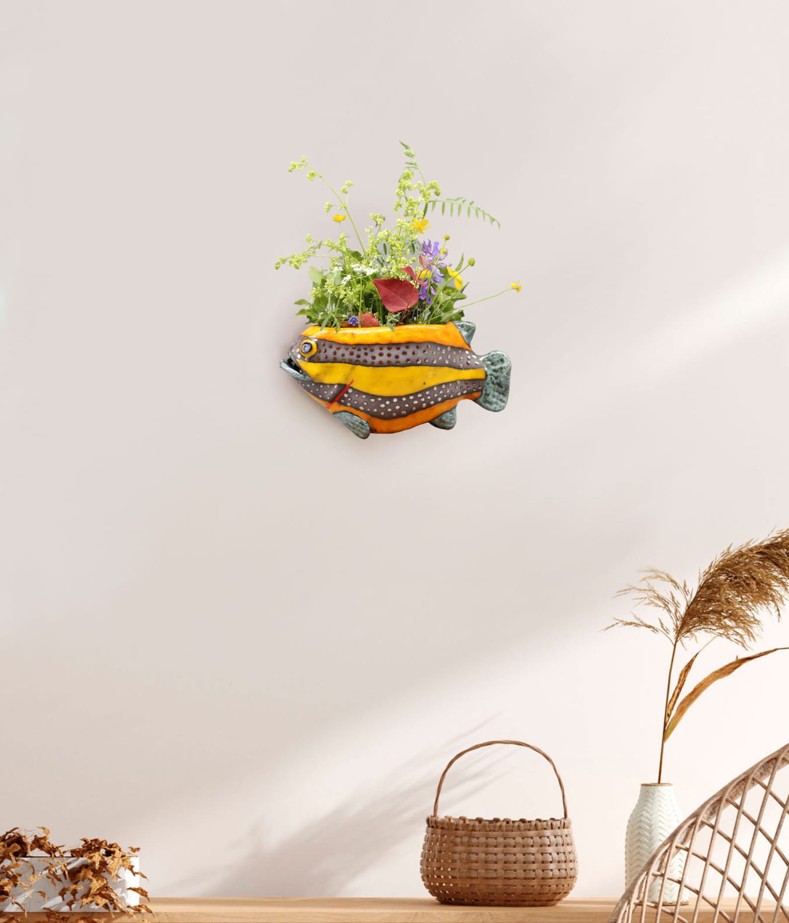 Creative Ceramic Fish Wall Hanging, Handmade Vase Art - MADE TO ORDER ...