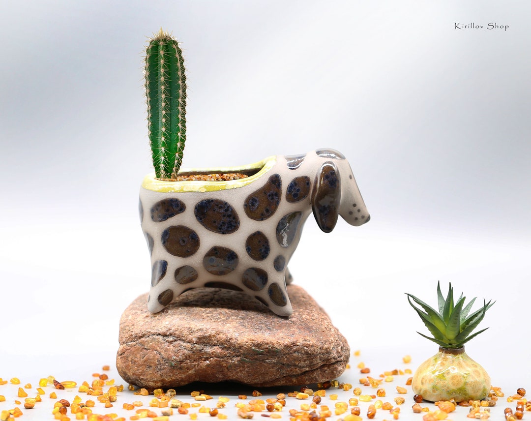 Ceramic Planter Pot, Dog Flower Pot, Handmade Planter Pot, Plant Lover ...