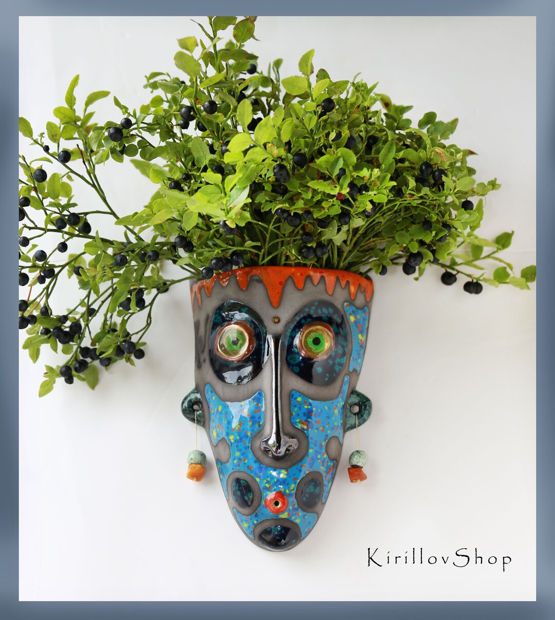 Wall Flower Vase, Hanging Unique Face Planter Pot, Handmade Ceramic Art ...