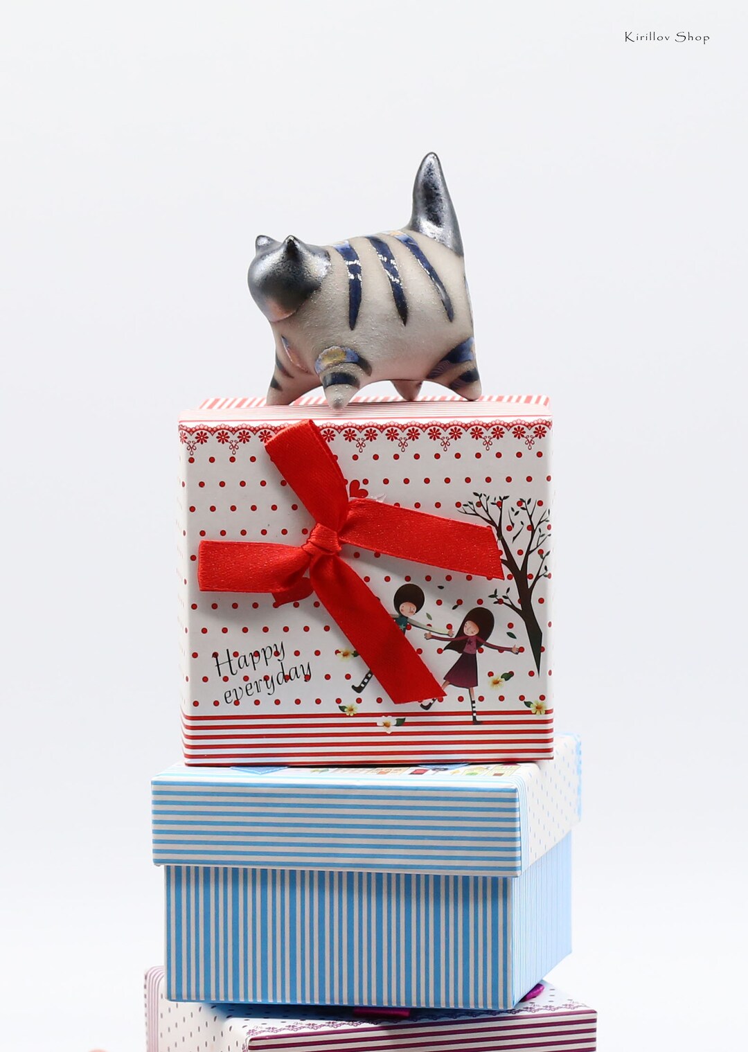Miniature Cute Striped Cat Figurine Ceramic Cat Sculpture - Etsy