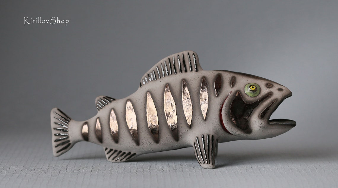 Fish Art Sculpture Ceramic Modern Figurine Table Sculpture - Etsy