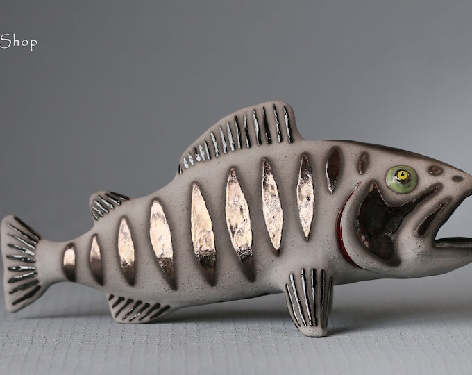 Fish Art Sculpture Ceramic Modern Figurine Table Sculpture Handmade ...