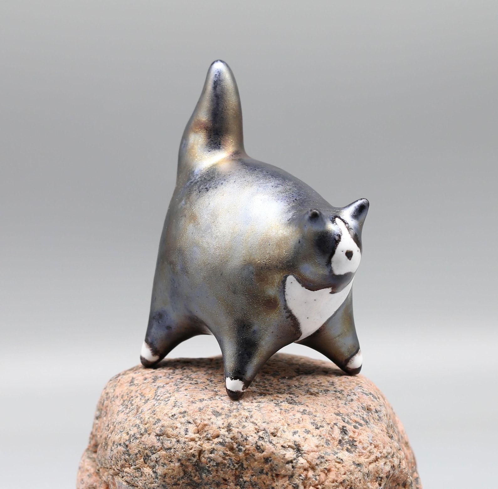 Handmade Black Clay Cat Sculpture: Modern Ceramic Figurine - MADE TO ...