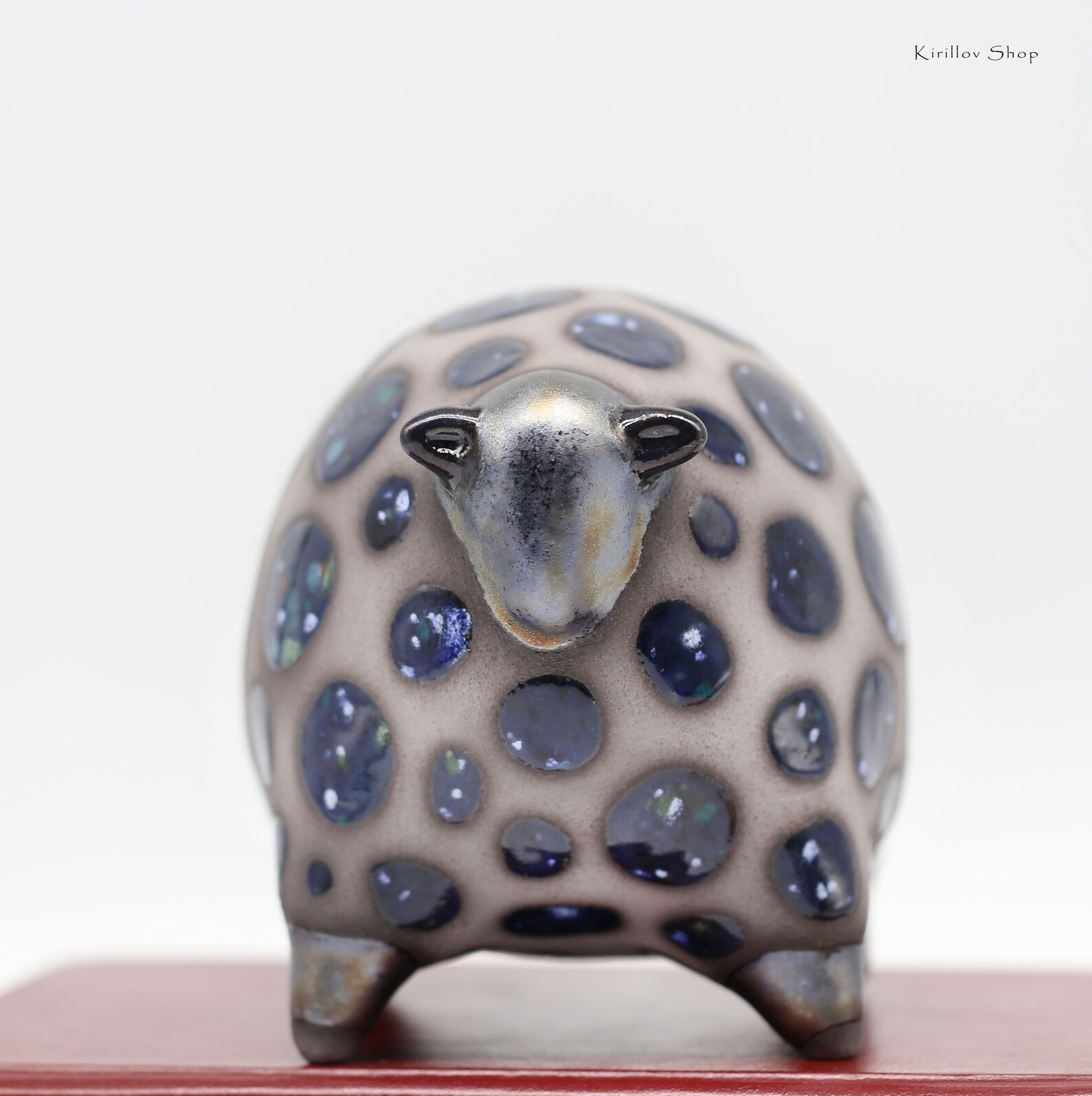 Sheep Sculpture Handmade Art Ceramic Blue Ram Modern Figurine Lamb ...