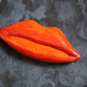 3D Wall Art LIPS Porcelain Ceramic Lips Wall Sculpture Set of 3 Red ...