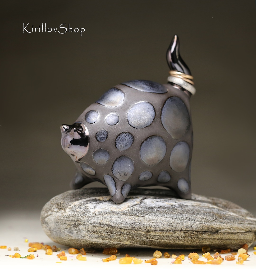 Ceramic Sculpture Cat Black Cat Figurine Handmade Modern - Etsy