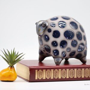 Sheep Sculpture Handmade Art Ceramic Blue Ram Modern Figurine Lamb ...