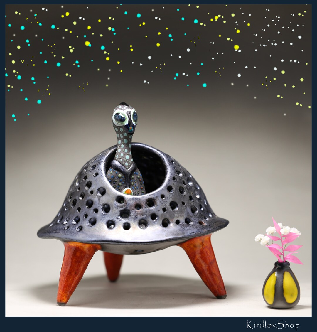 Ceramic Sculpture Art Ufo Handmade Interior Decor Fantasy Sculpture ...