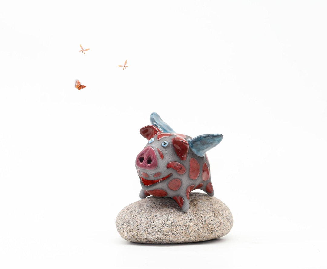 Flying Pig With Wings Ceramic Sculpture Handmade Art MADE TO ORDER - Etsy