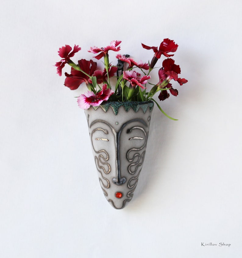 Ceramic Wall Flower Pot Small Hanging Wall Vase Indoor - Etsy