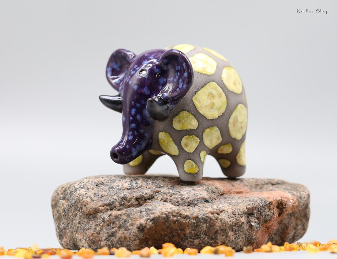 Ceramic Sculpture Elephant, Table Decoration, Handmade Art, Colorful ...
