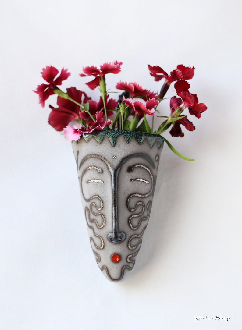 Ceramic Wall Flower Pot Small Hanging Wall Vase Indoor - Etsy