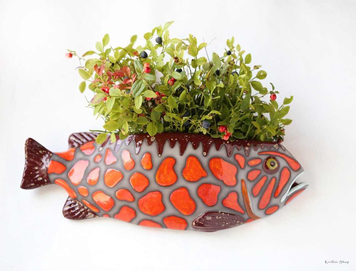 Ceramic Wall Vase for Flowers Fish Wall Decoration Handmade - Etsy