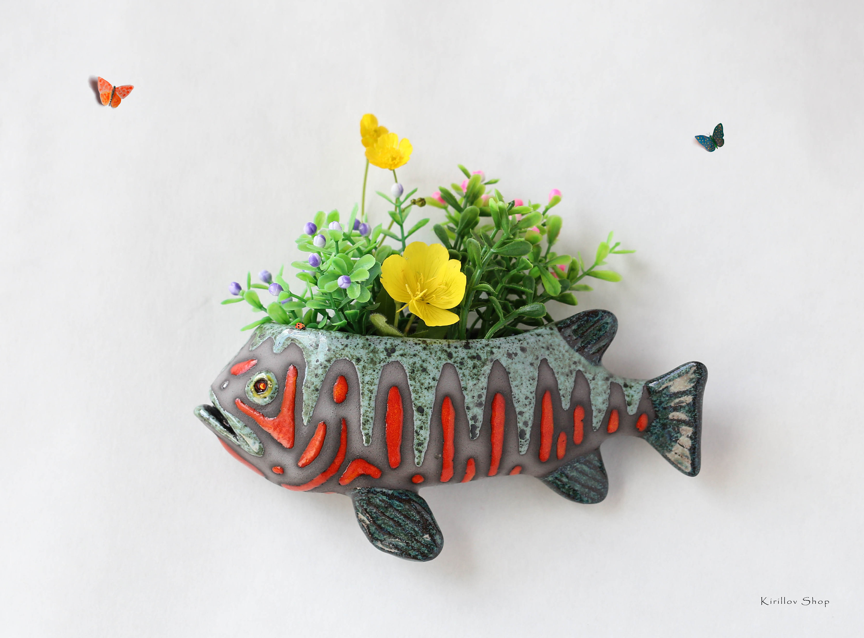 Handmade Ceramic Fish Wall Vase: Home Garden Decor - Etsy