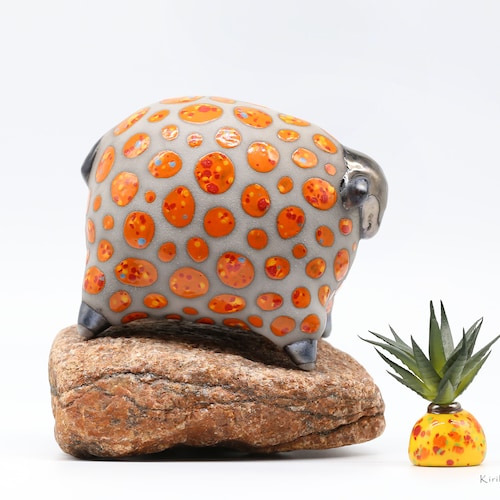 Sheep Sculpture Handmade Art Ceramic Blue Ram Modern Figurine - Etsy