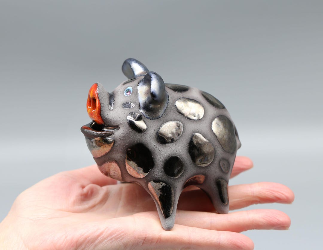 Pig Ceramic Sculpture, Funny Black Pig Figurine, Artwork, MADE TO ORDER ...