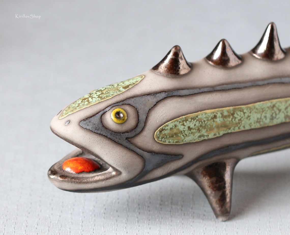Fish Art Sculpture Ceramic Modern Figurine Table Decor | Etsy