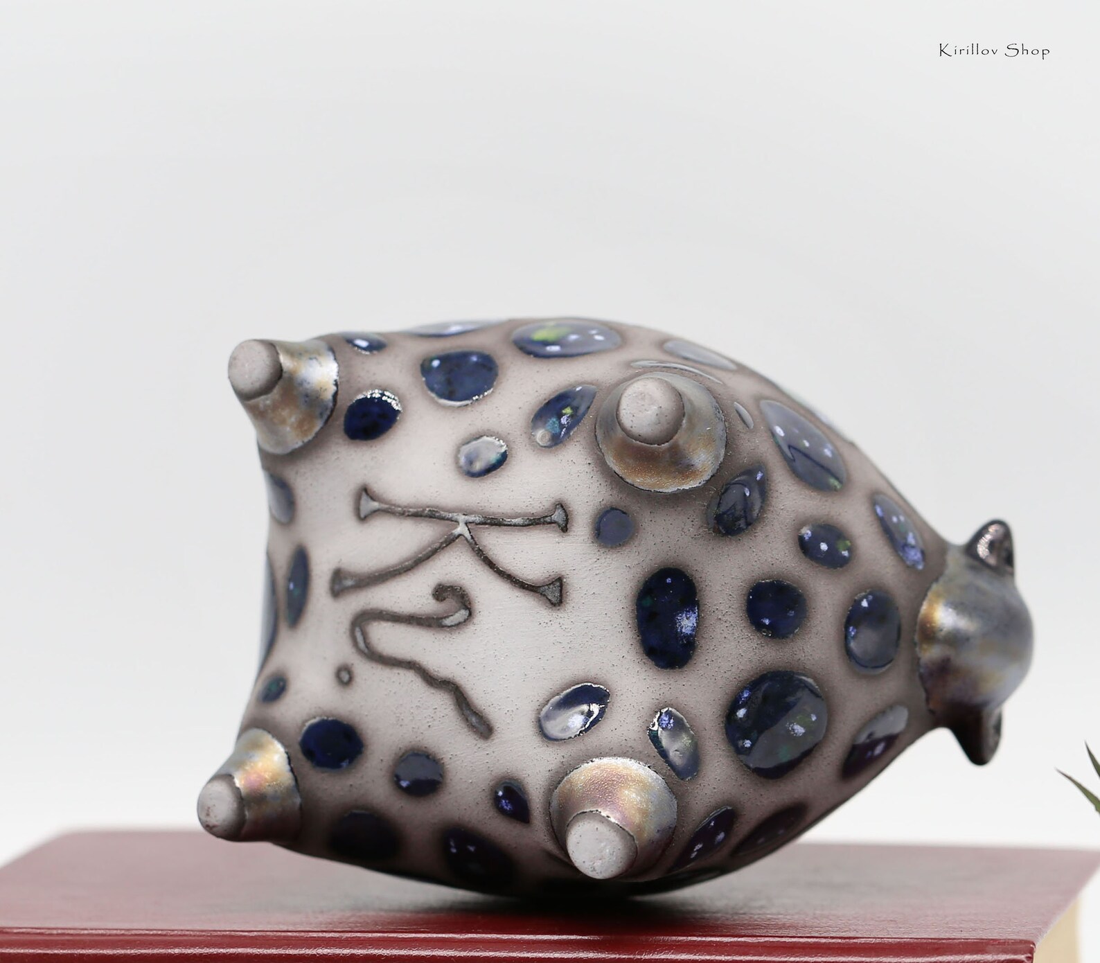 Sheep Sculpture Handmade Art Ceramic Blue Ram Modern Figurine Lamb ...