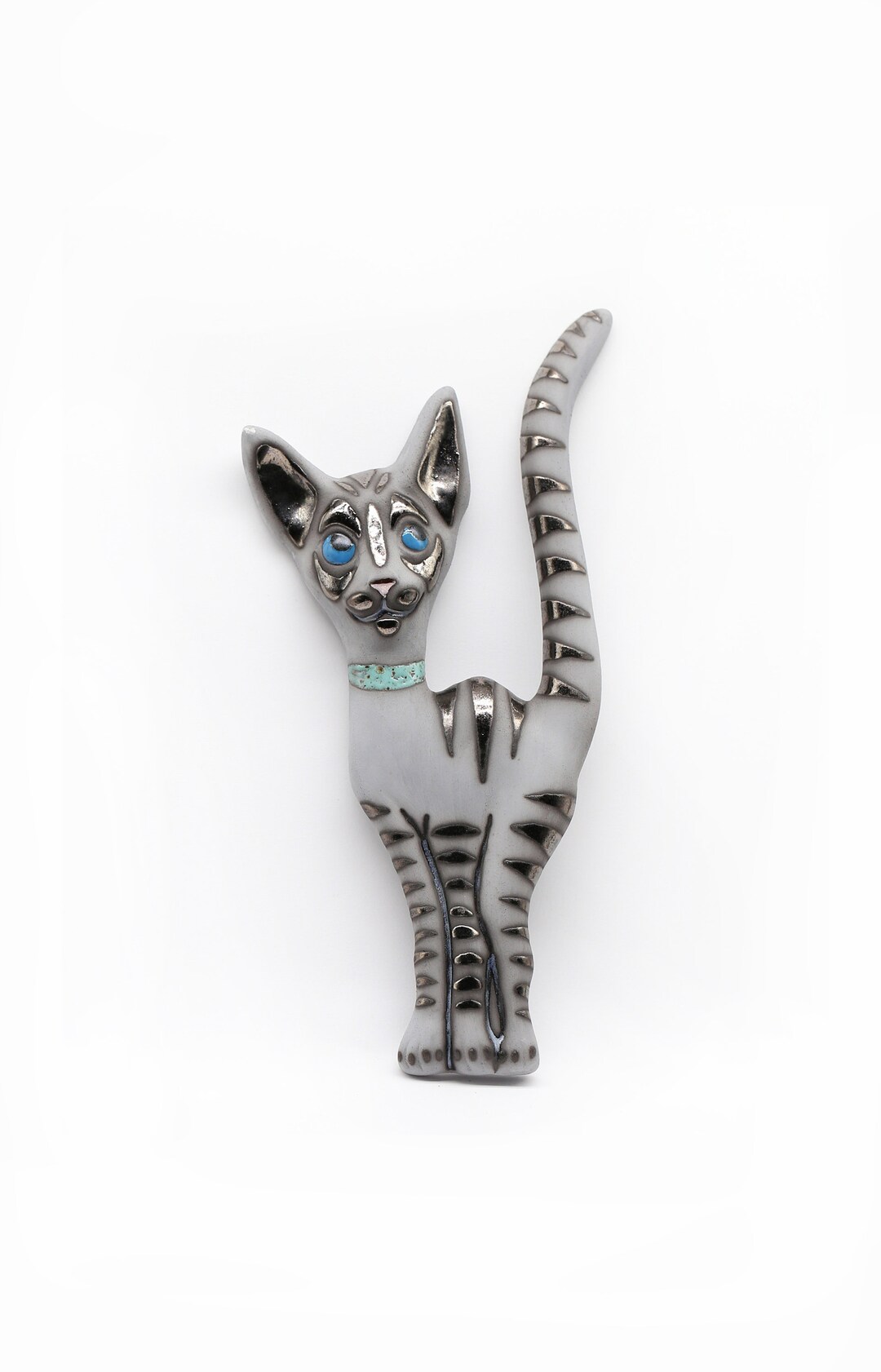 Ceramic Cat Wall Decor, Handmade, Cat Lover Gift, Black Cat, Home ...